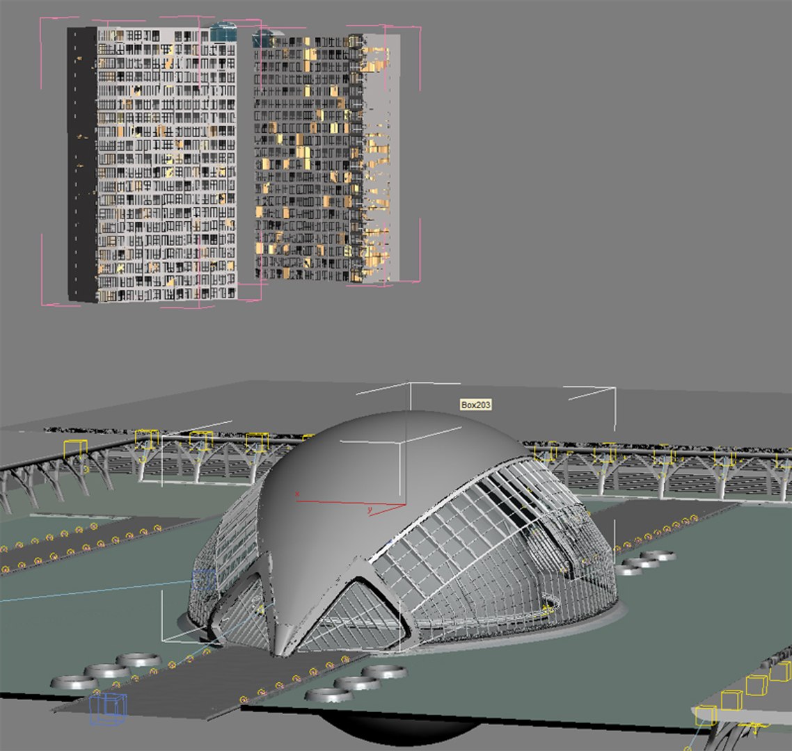 3d Hemispheric Building City Model
