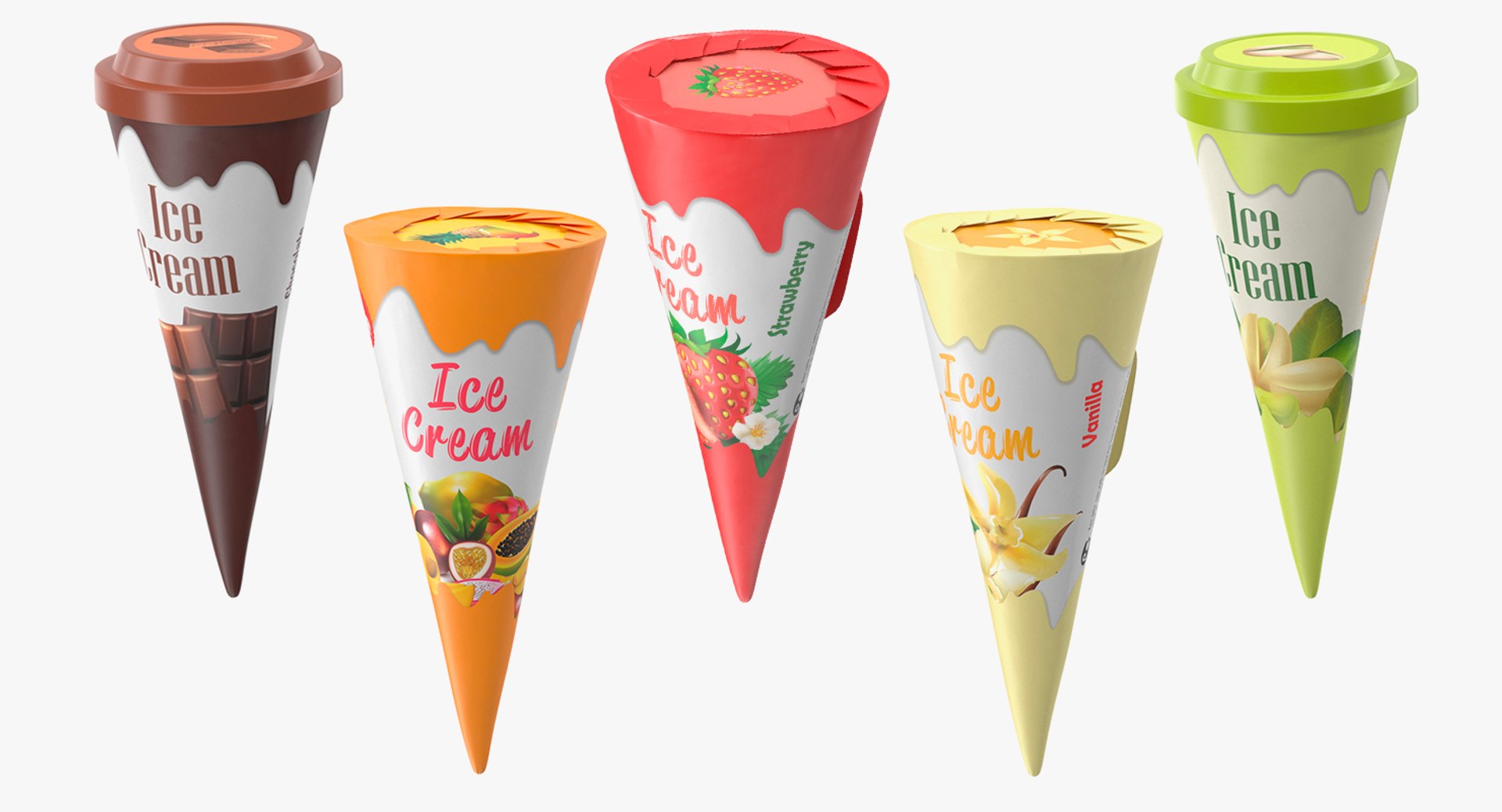 Cone Ice Cream Packages Mockup Collection 3 3D - TurboSquid 1985918