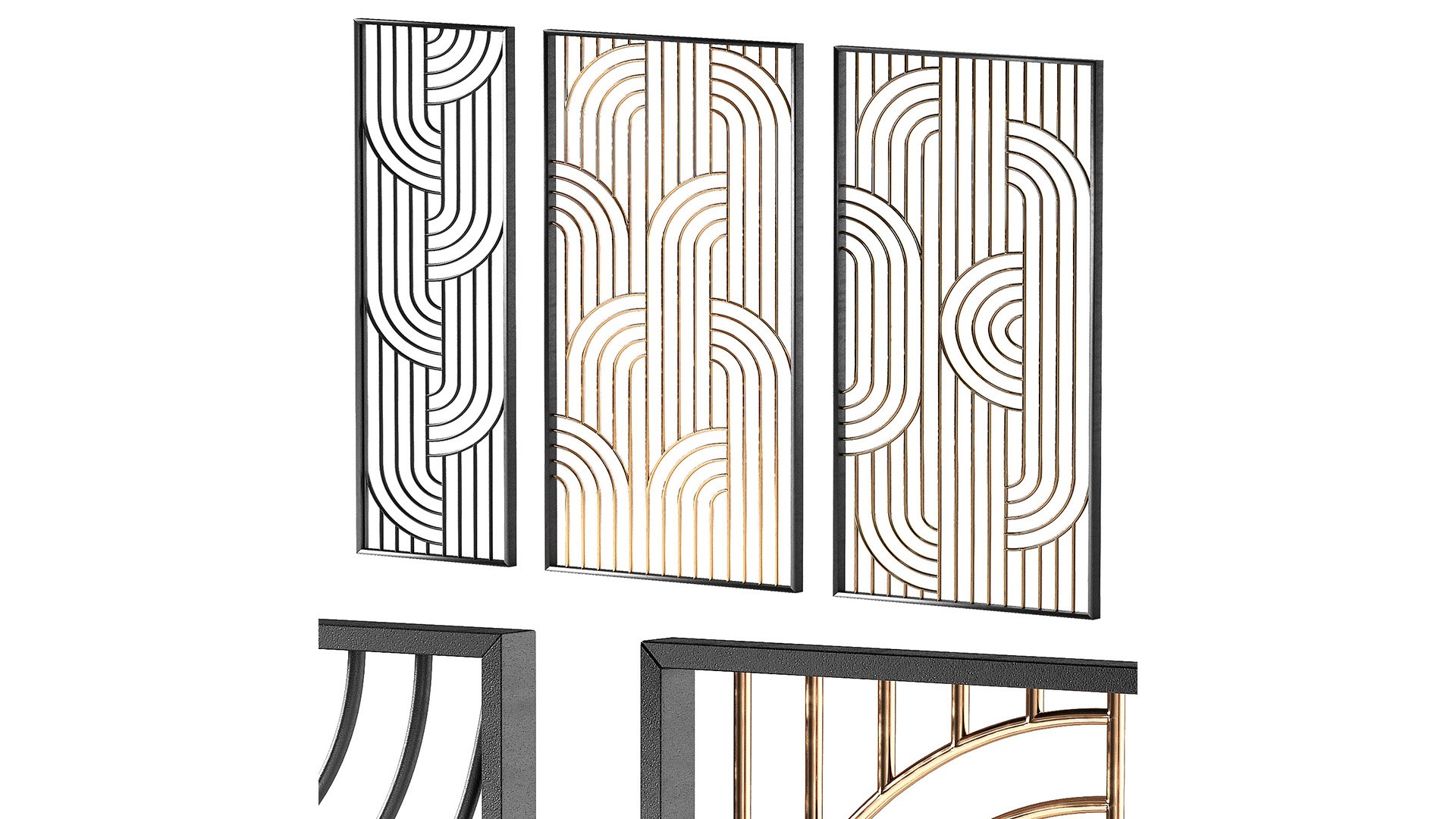 Room Dividers - Interior Partitions Modern Metal Arch Pattern 3D Model ...