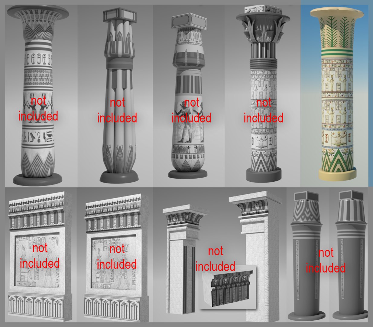 Egyptian Column Egypt 3d Obj