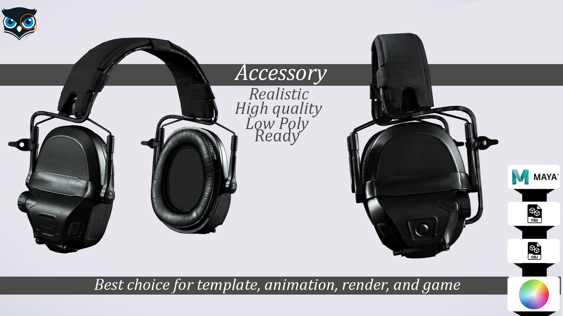 Black Tactical Electronic Hearing Protection 3D Model - TurboSquid 2426095