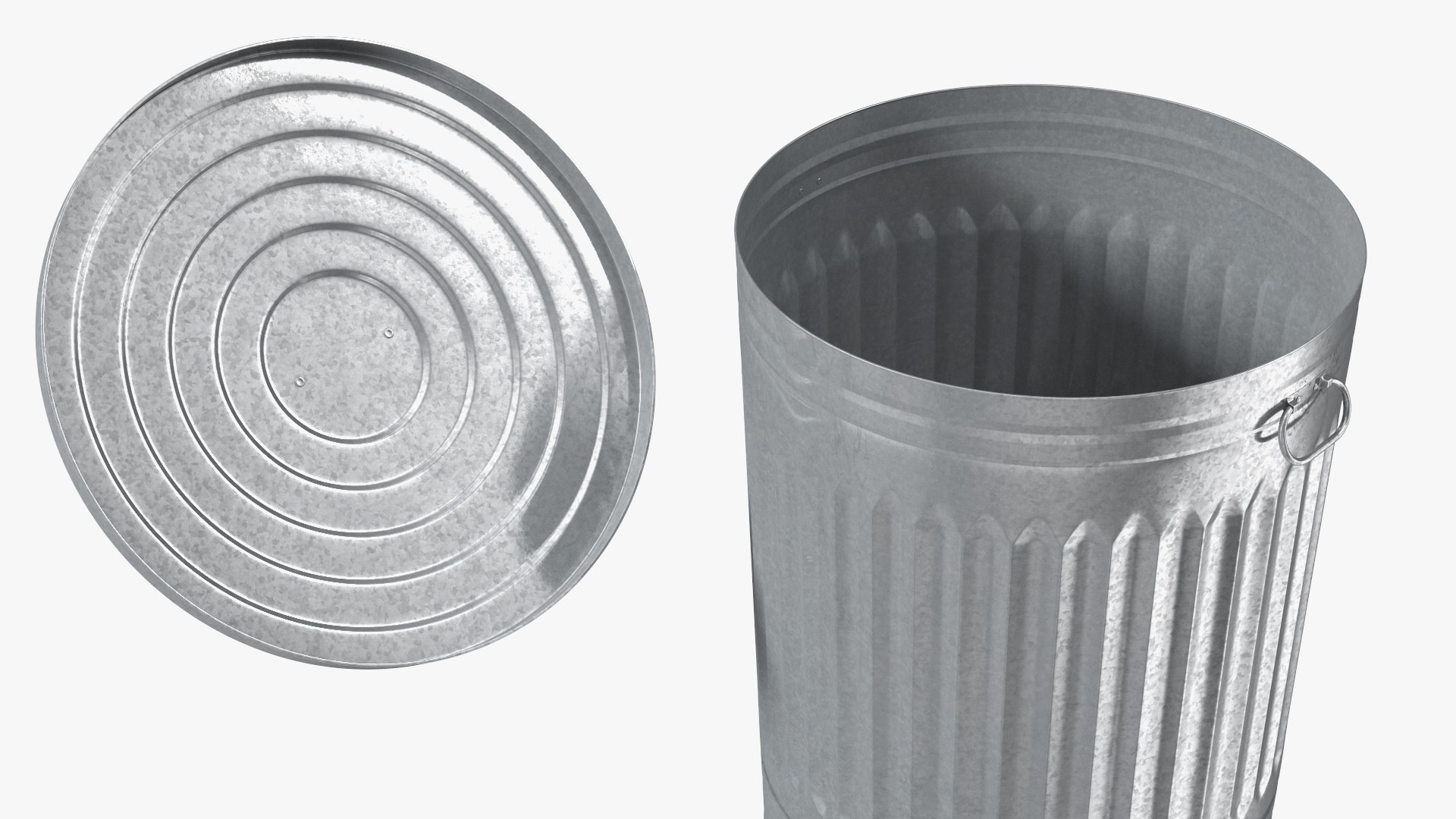 3D Galvanized Steel Trash Can Model - TurboSquid 2141168