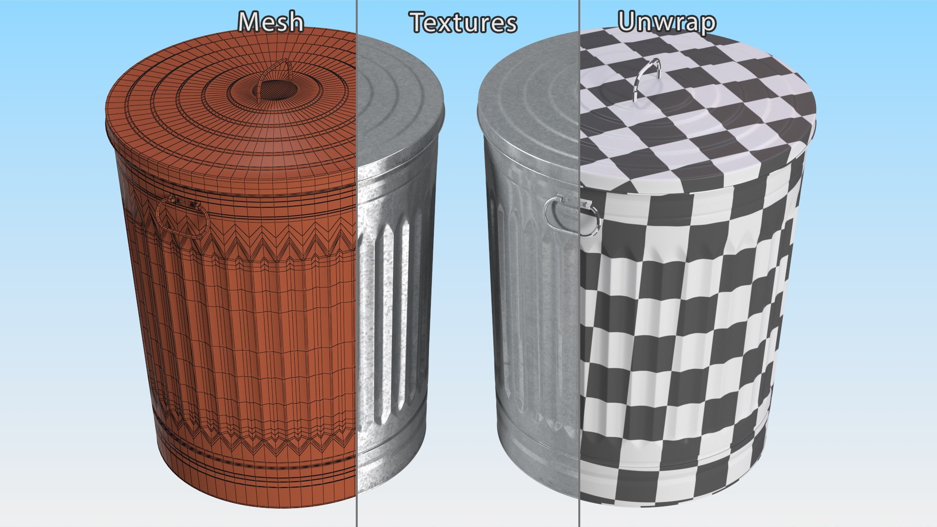 3D Galvanized Steel Trash Can Model - TurboSquid 2141168