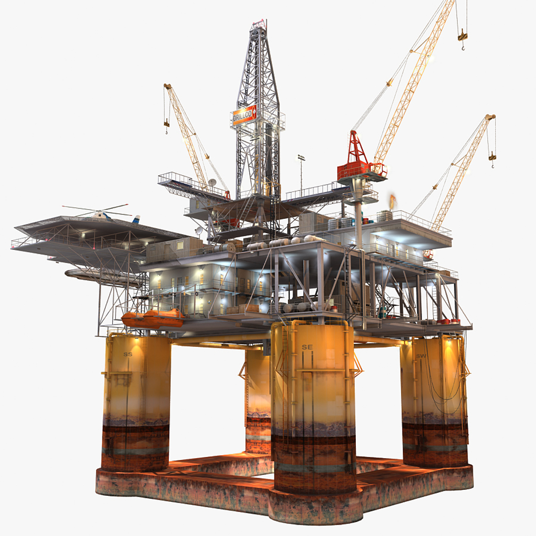 oil rig night scene max