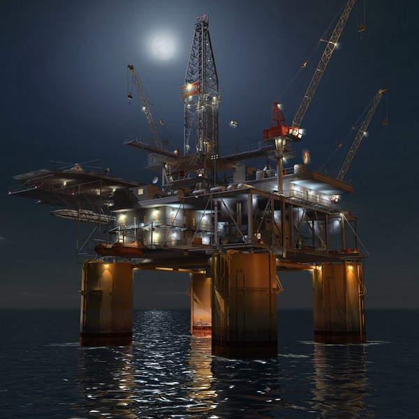 oil rig night scene max