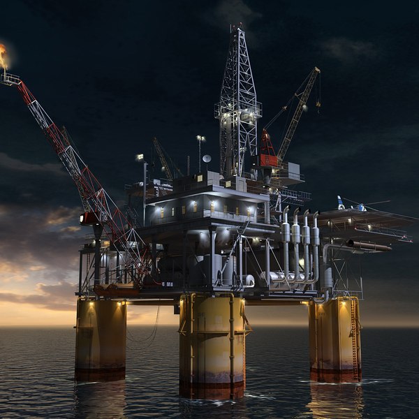 oil rig night scene max
