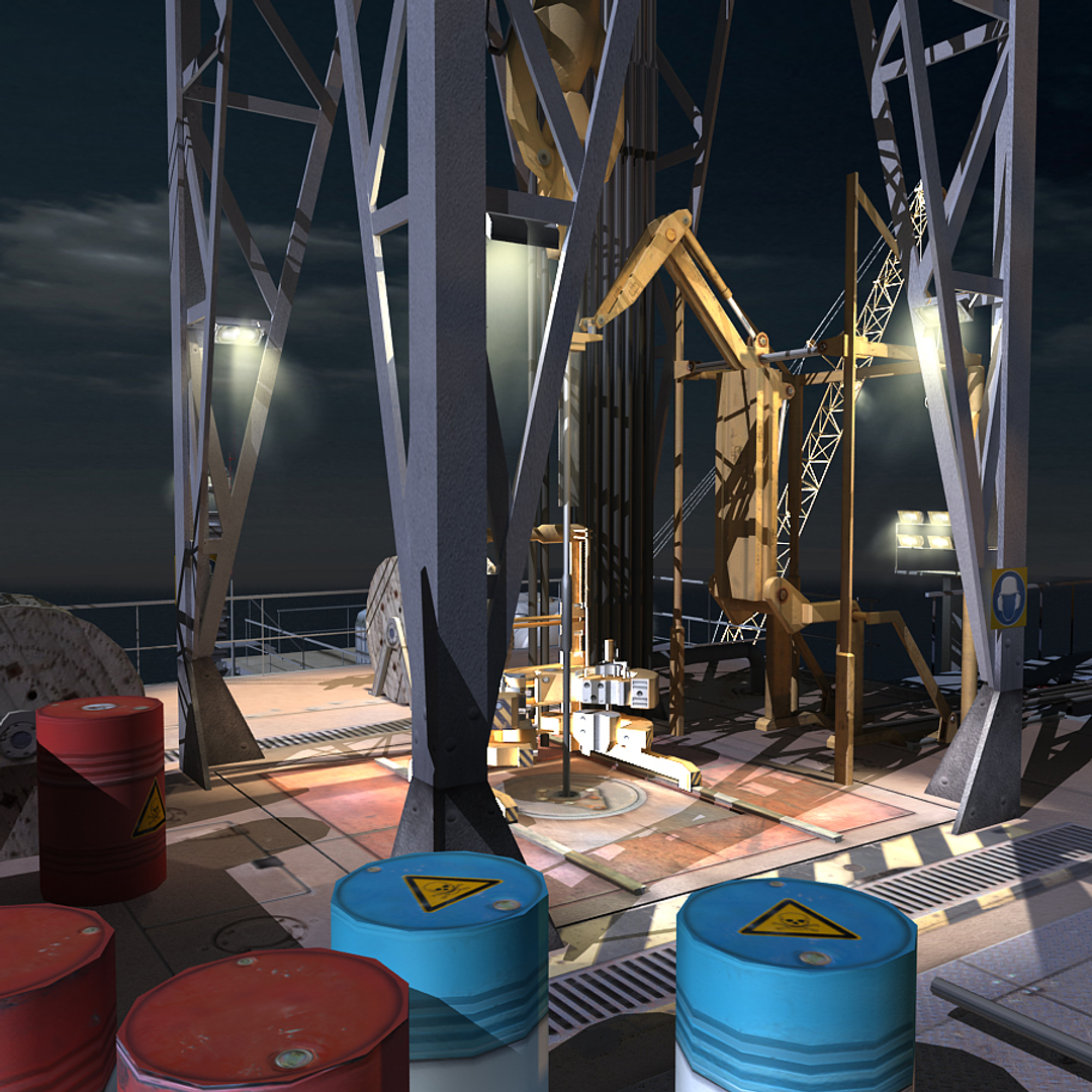 oil rig night scene max