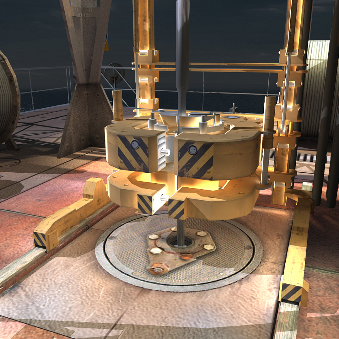 oil rig night scene max