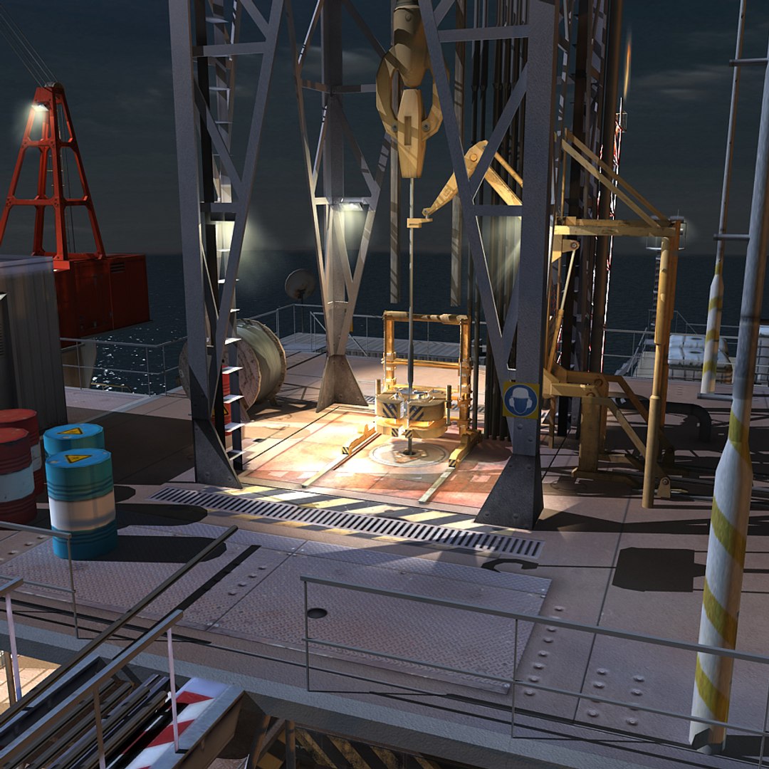 oil rig night scene max