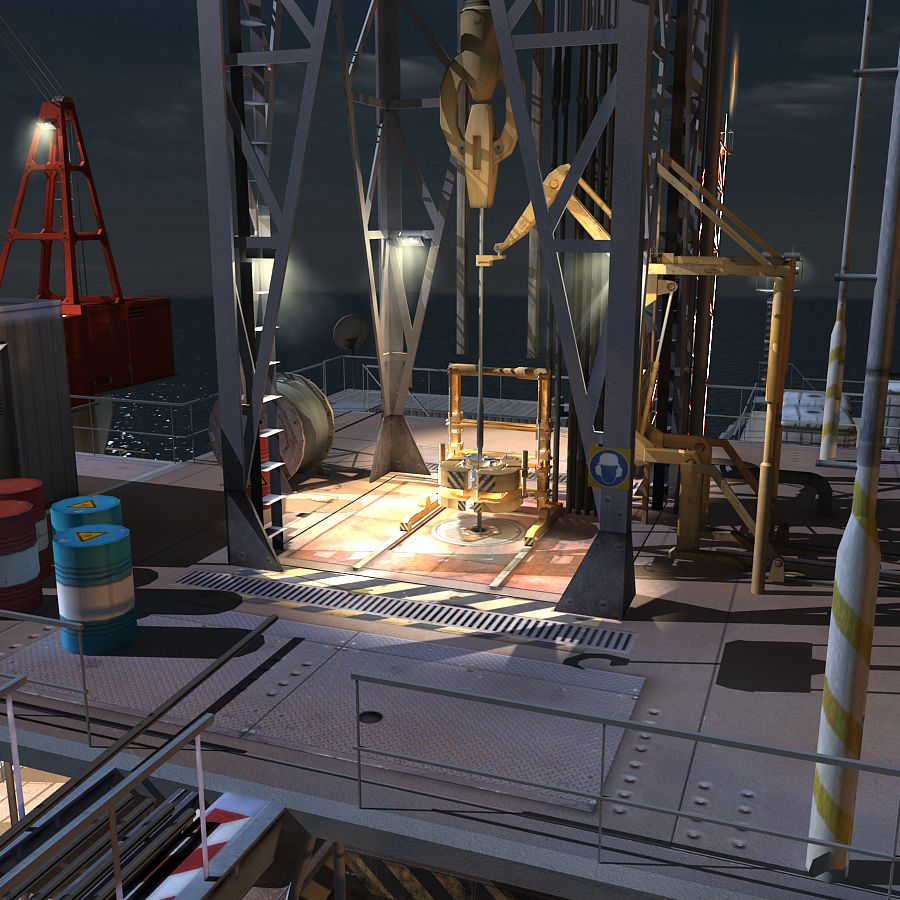 oil rig night scene max