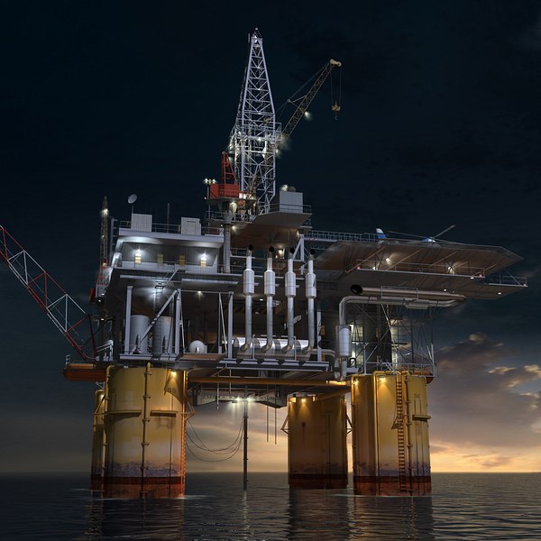 oil rig night scene max