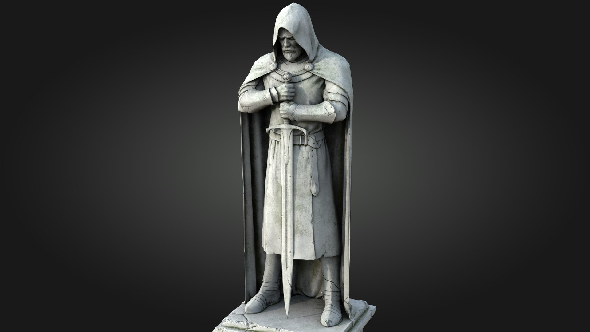 Ancient Plaster Statue Knight 3D Model - TurboSquid 1710672