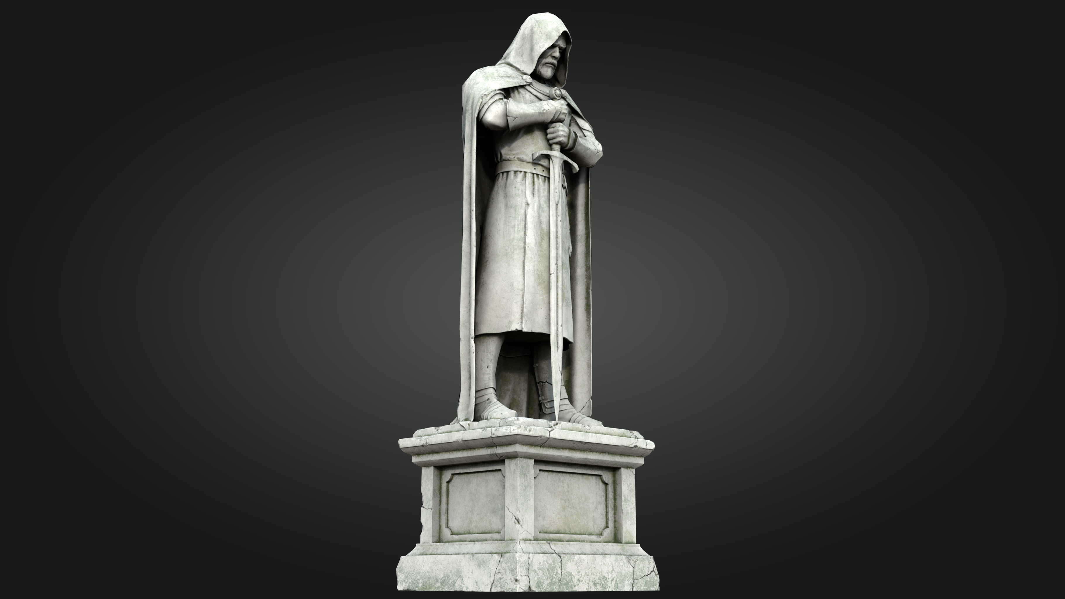 Ancient plaster statue knight 3D model - TurboSquid 1710672