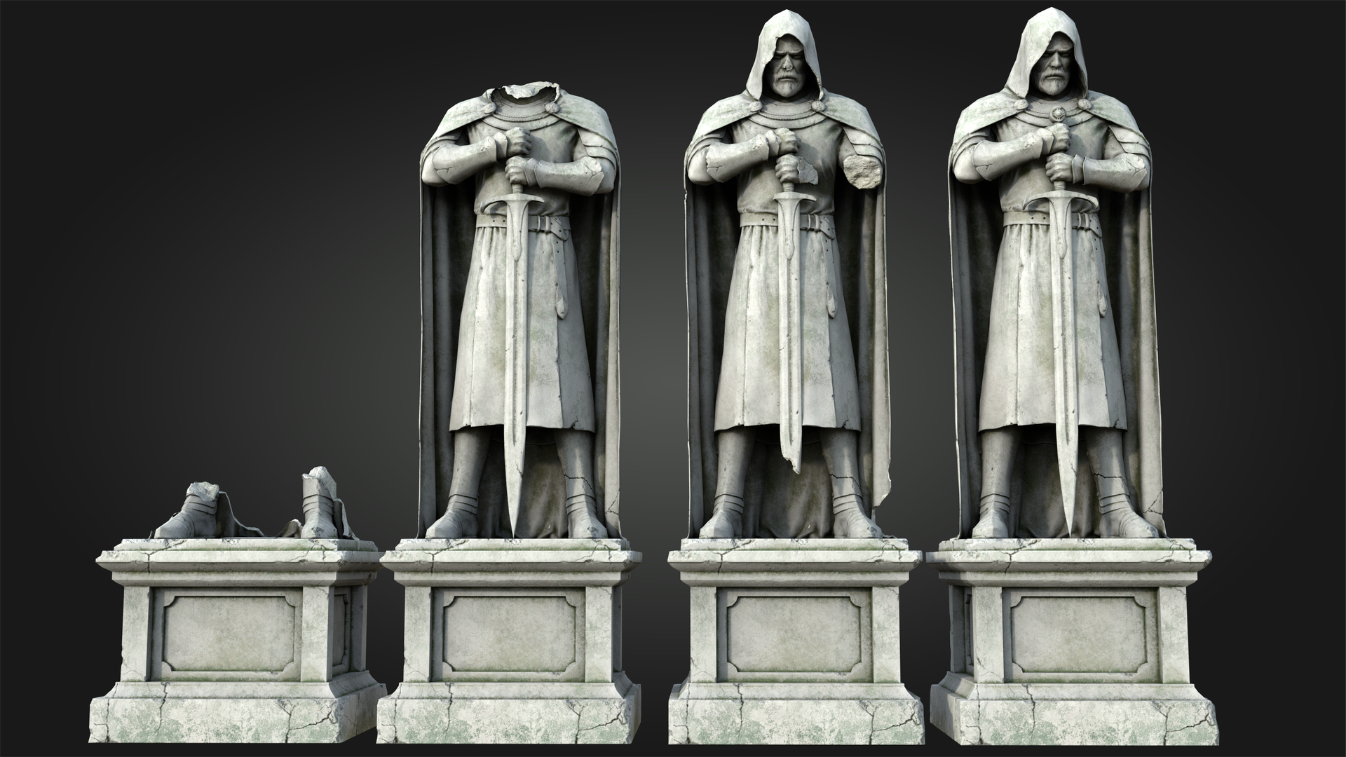 Ancient plaster statue knight 3D model - TurboSquid 1710672