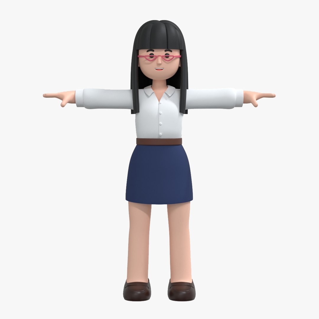 Minimal Woman Cartoon Character 01 model - TurboSquid 1961322