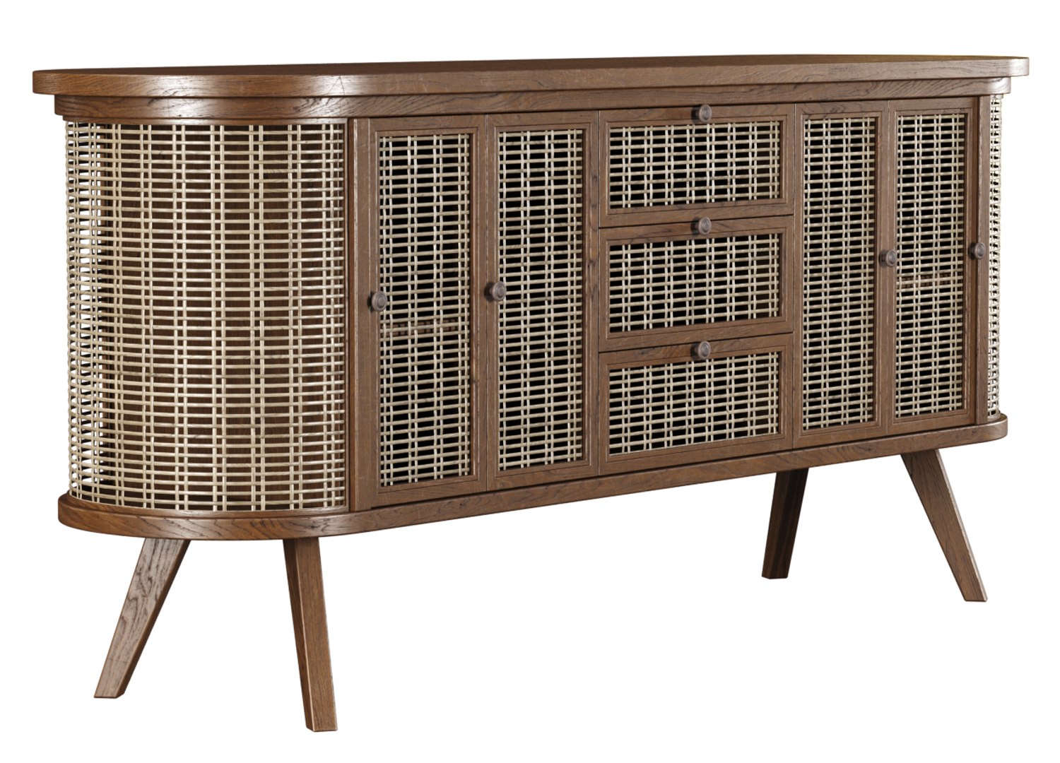 Noa Wooden Rattan Cabinet NR37 By Bpoint Design 3D - TurboSquid 1965884