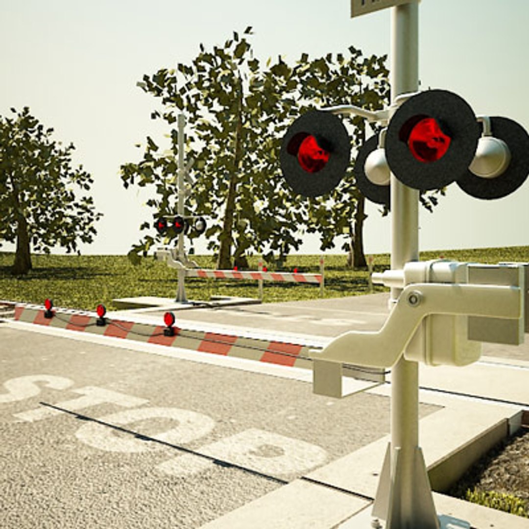 3d Model Of Railroad Crossing Road