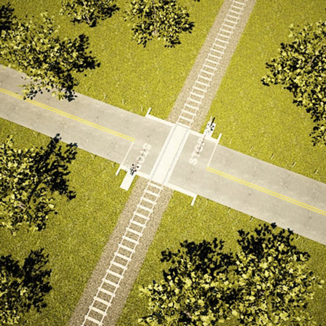 3d Model Of Railroad Crossing Road