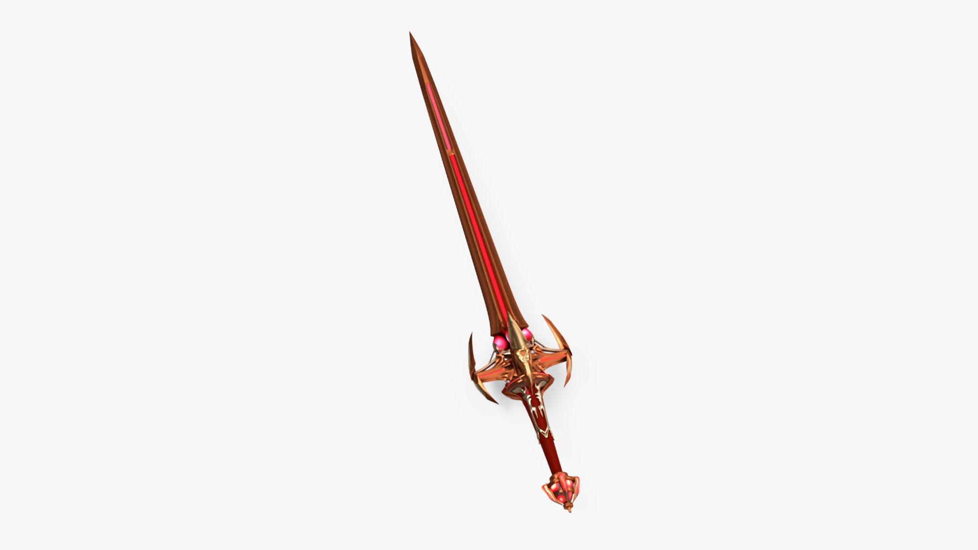 3D Orange Futuristic Sword With Thorns Model - TurboSquid 2230699