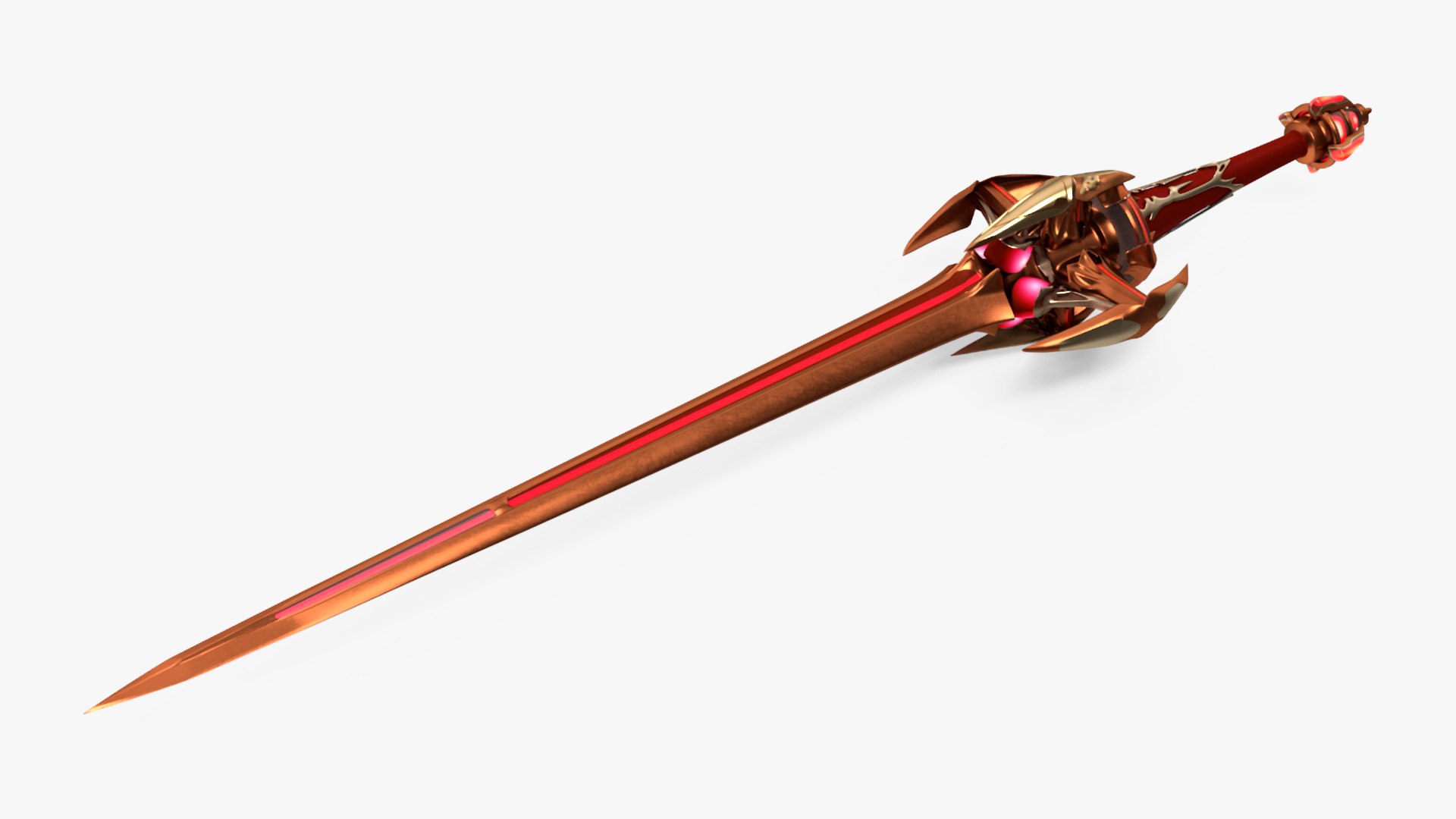 3D Orange Futuristic Sword With Thorns Model - TurboSquid 2230699