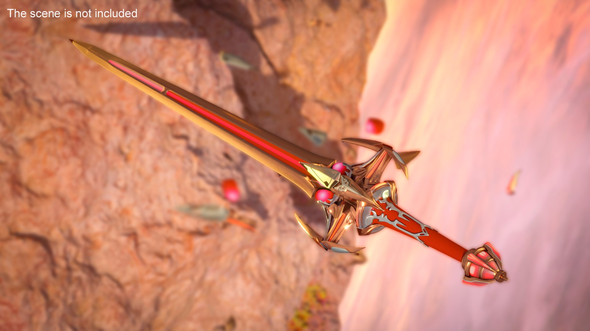 3D Orange Futuristic Sword With Thorns Model - TurboSquid 2230699