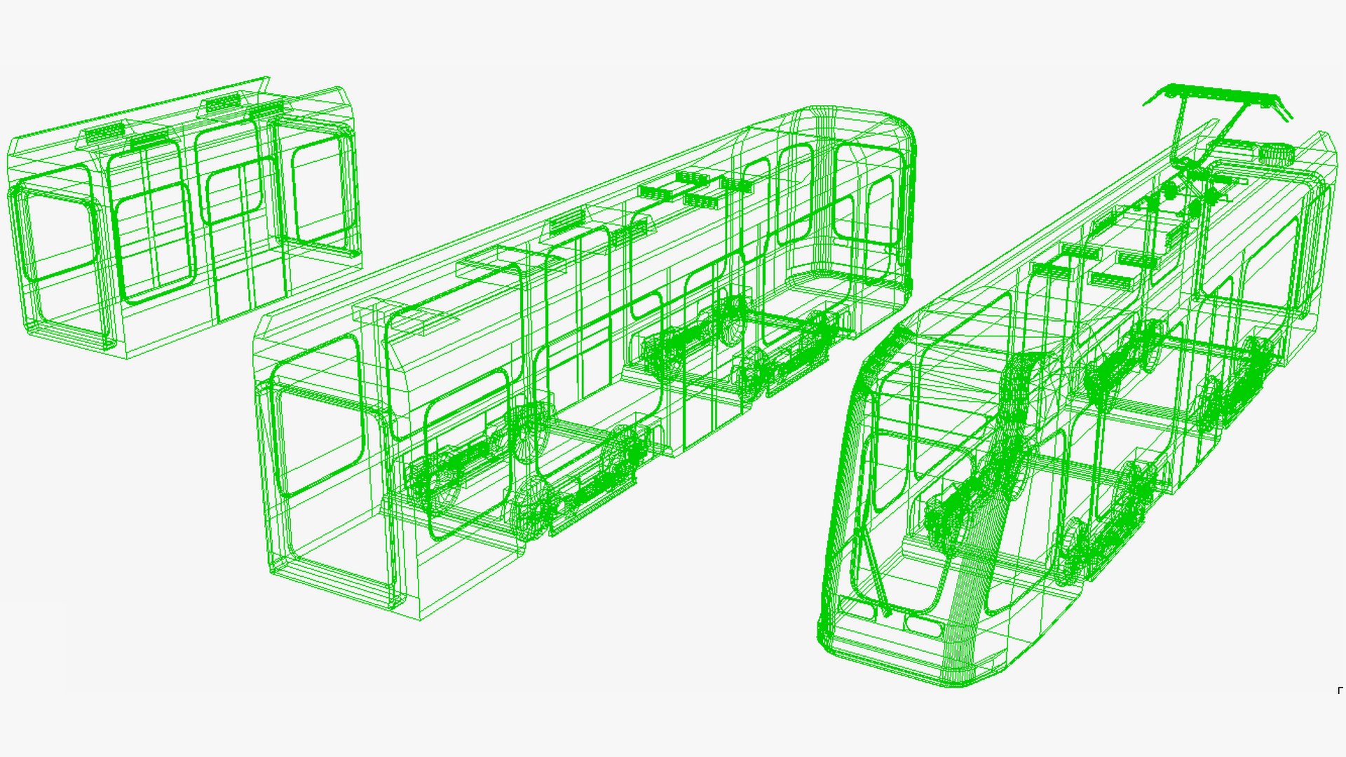 Tram - light rail - futuristic low-floor 3-segment tram 3D model ...