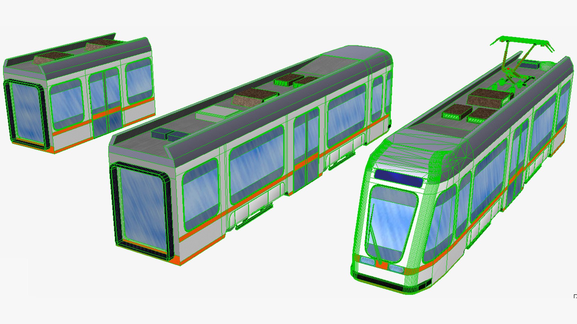 Tram - light rail - futuristic low-floor 3-segment tram 3D model - TurboSquid 1977930