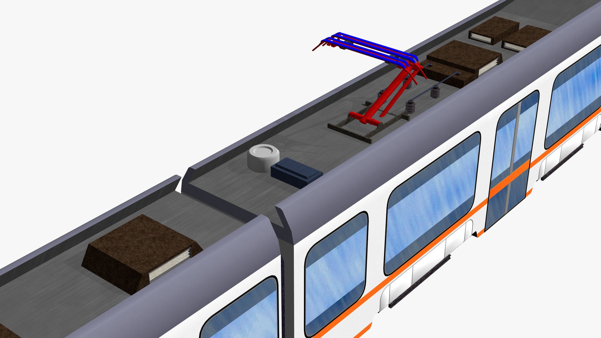 Tram - light rail - futuristic low-floor 3-segment tram 3D model ...