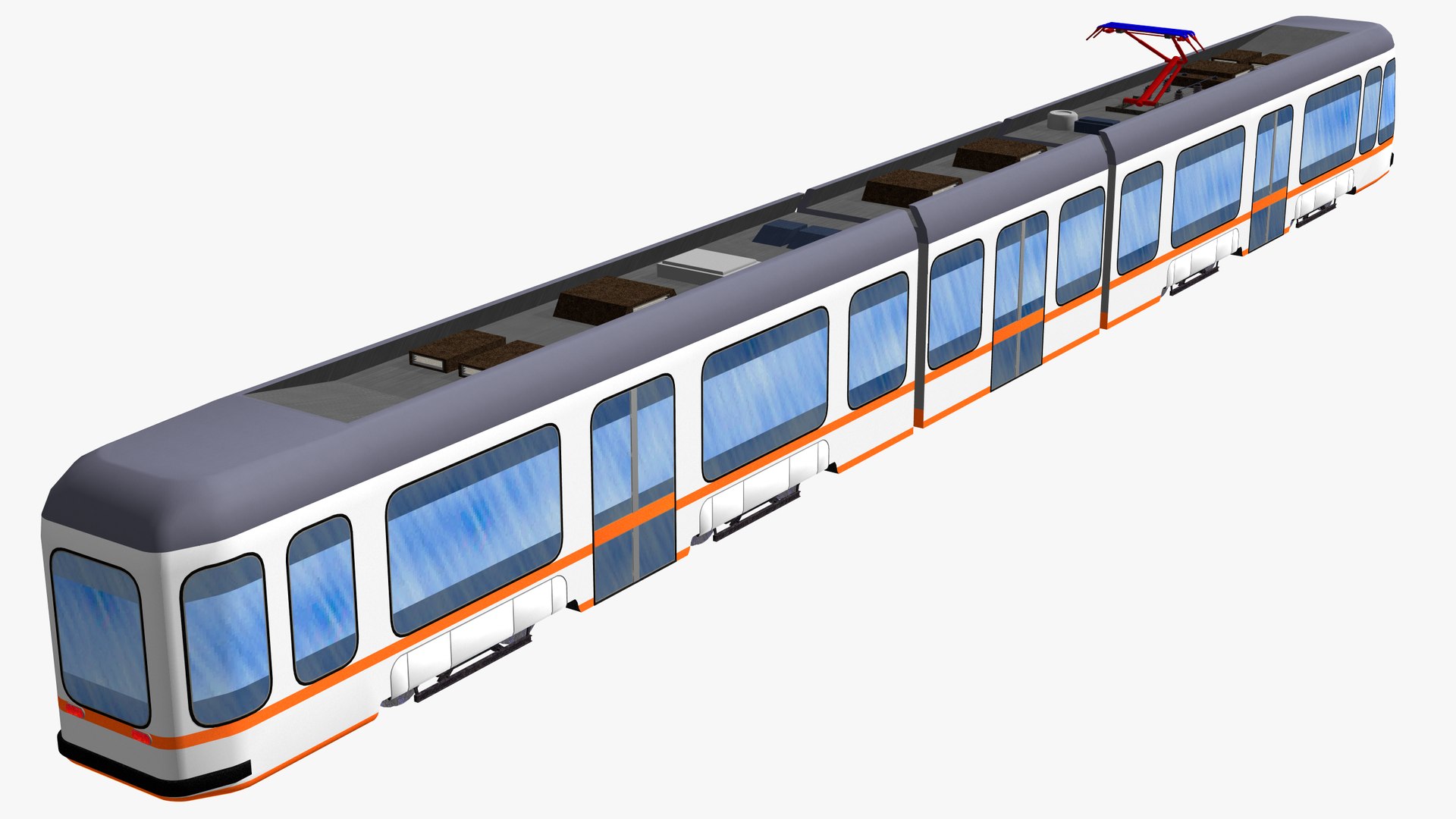 Tram - light rail - futuristic low-floor 3-segment tram 3D model - TurboSquid 1977930