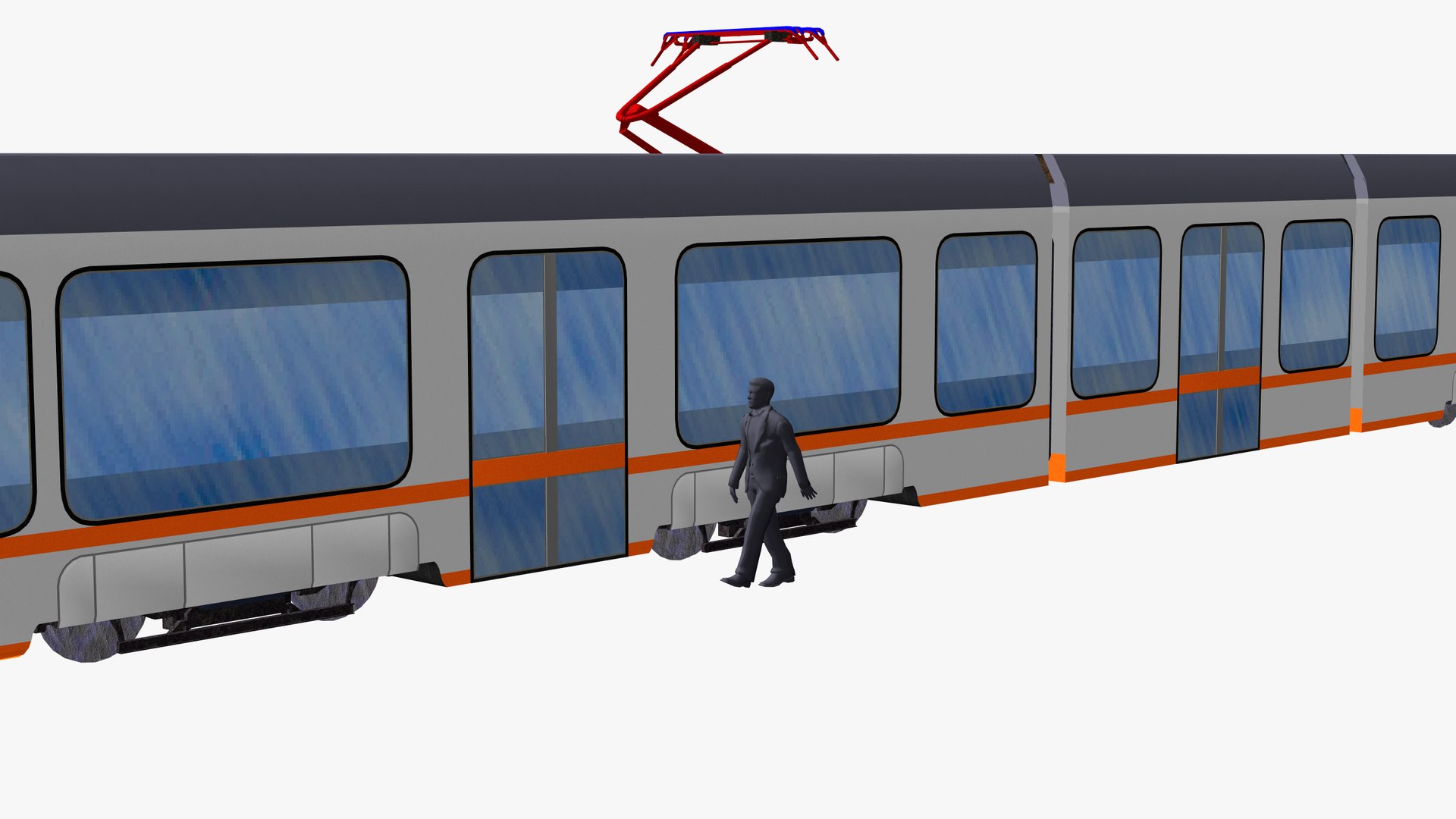 Tram - light rail - futuristic low-floor 3-segment tram 3D model ...