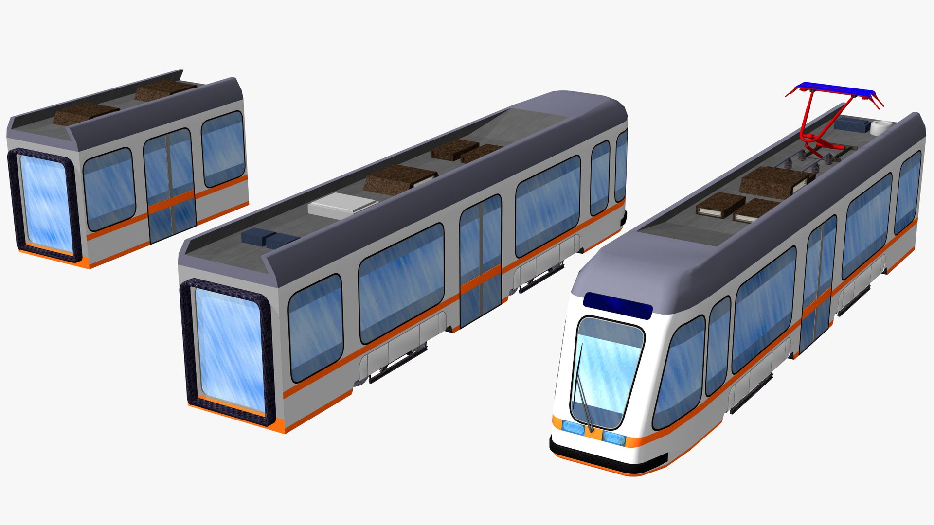 Tram - light rail - futuristic low-floor 3-segment tram 3D model - TurboSquid 1977930