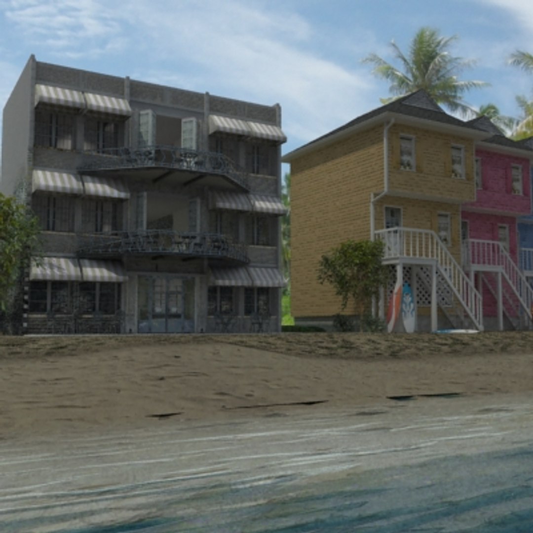 3d Beach Condo Ocean Model