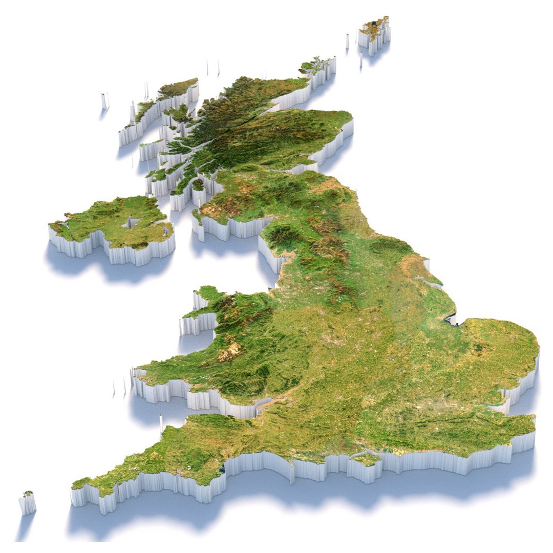 United Kingdom Terrain Map 3D - TurboSquid 2337626