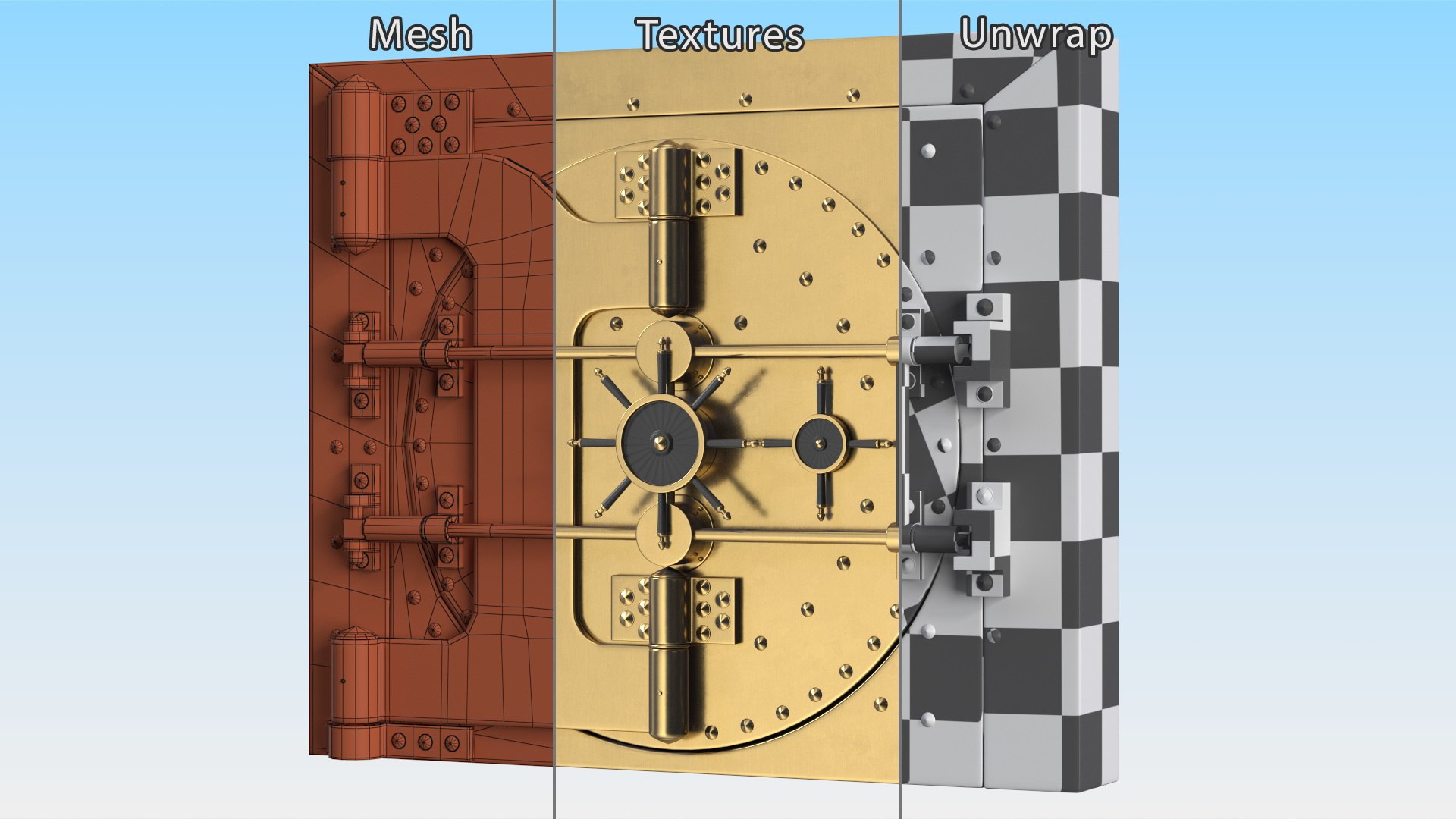 3D Round Vault Door Bronze - TurboSquid 2097803