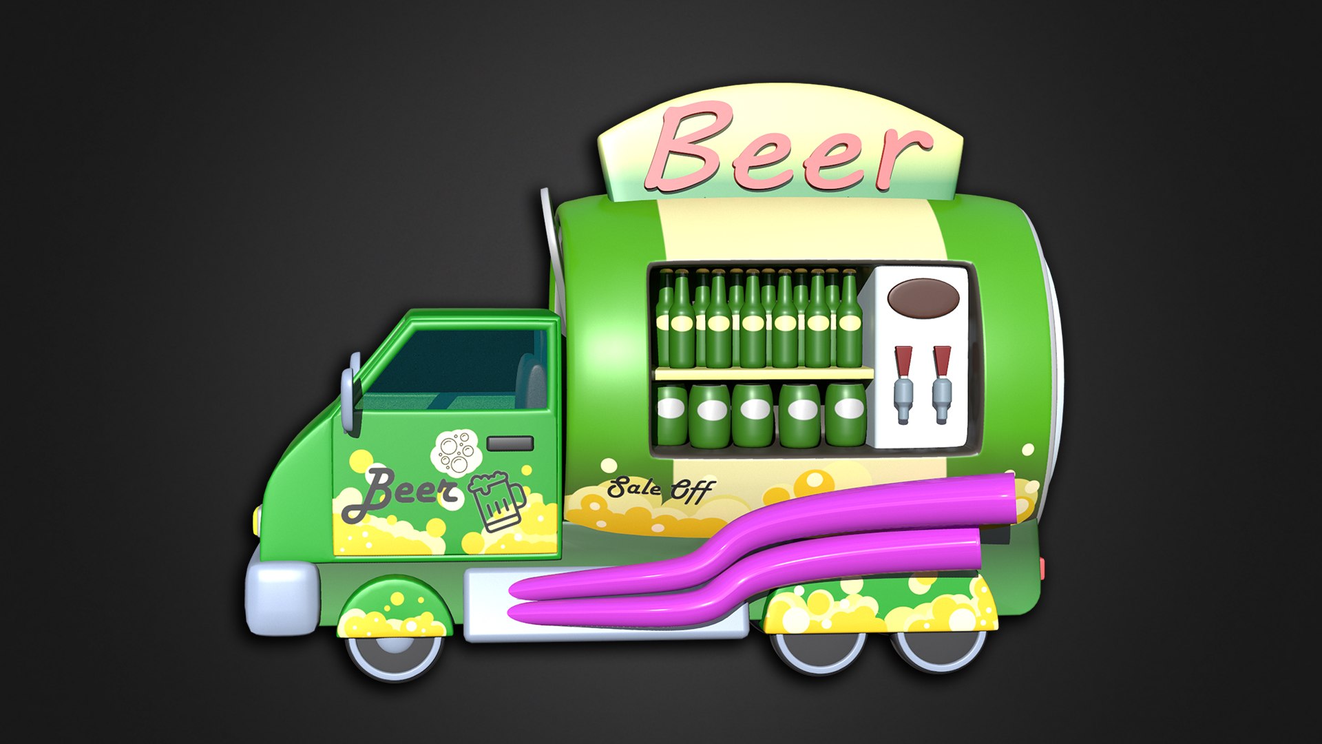 Asset - Cartoons - Food Car - Beer Vehicle 3D Model - TurboSquid 2158217