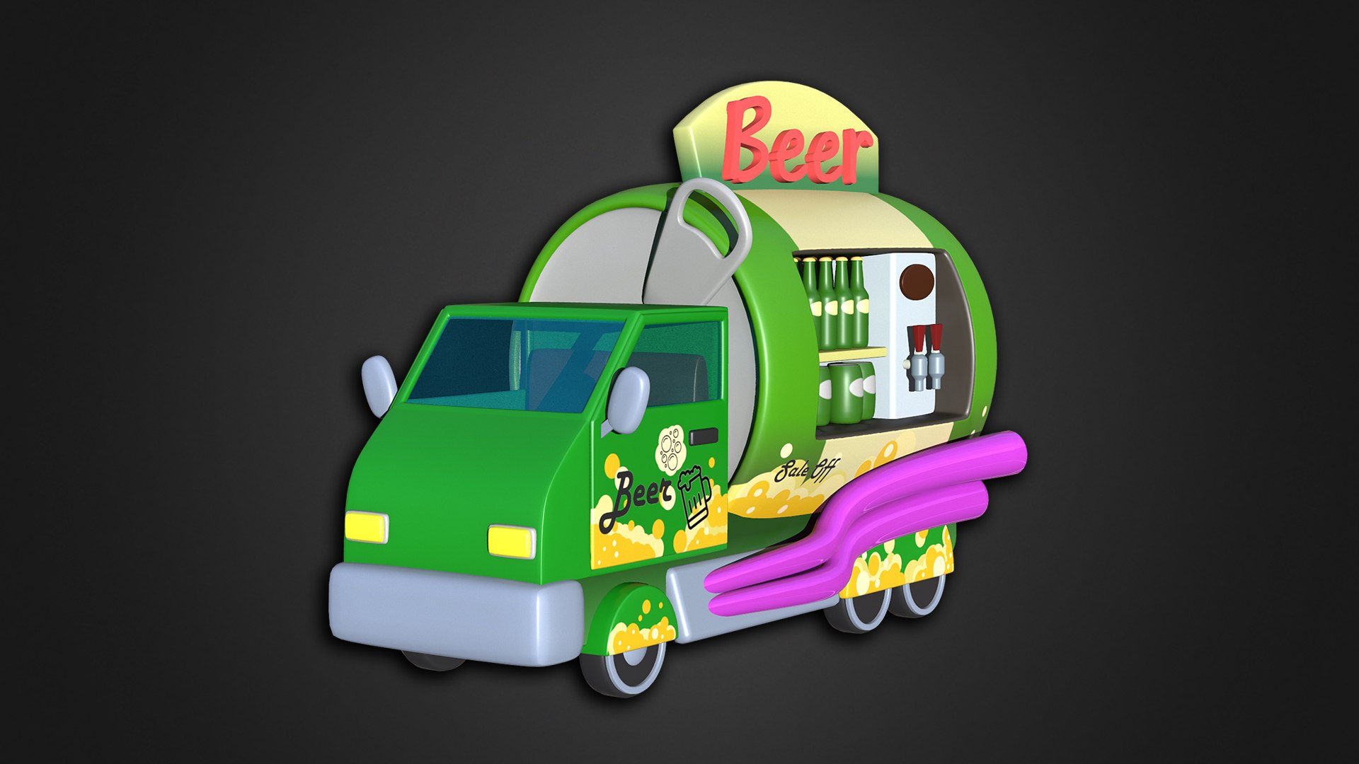 Asset - Cartoons - Food Car - Beer Vehicle 3D Model - TurboSquid 2158217
