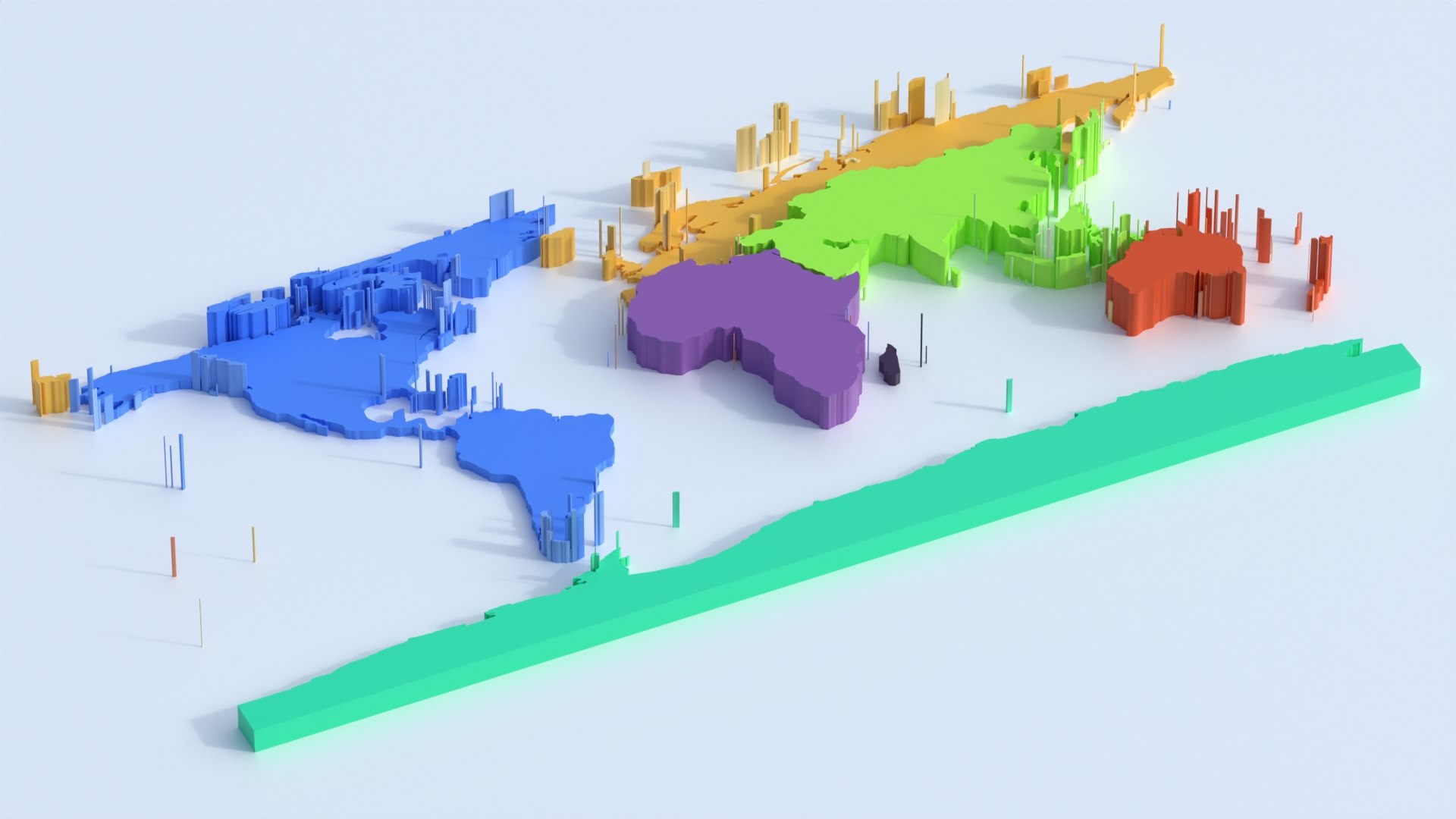 Continents Map Offset 3D - TurboSquid 2347327