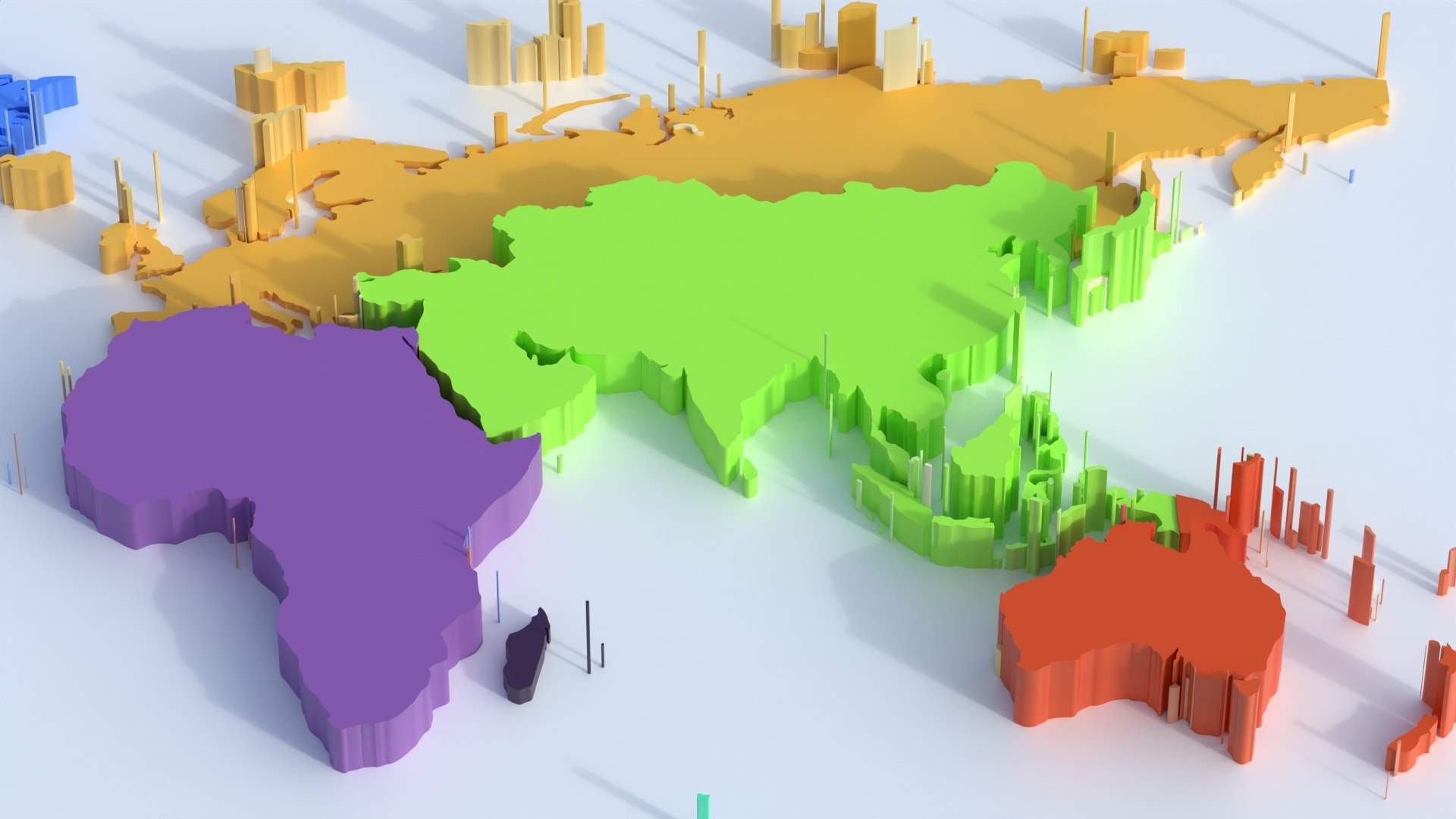 Continents Map Offset 3D - TurboSquid 2347327