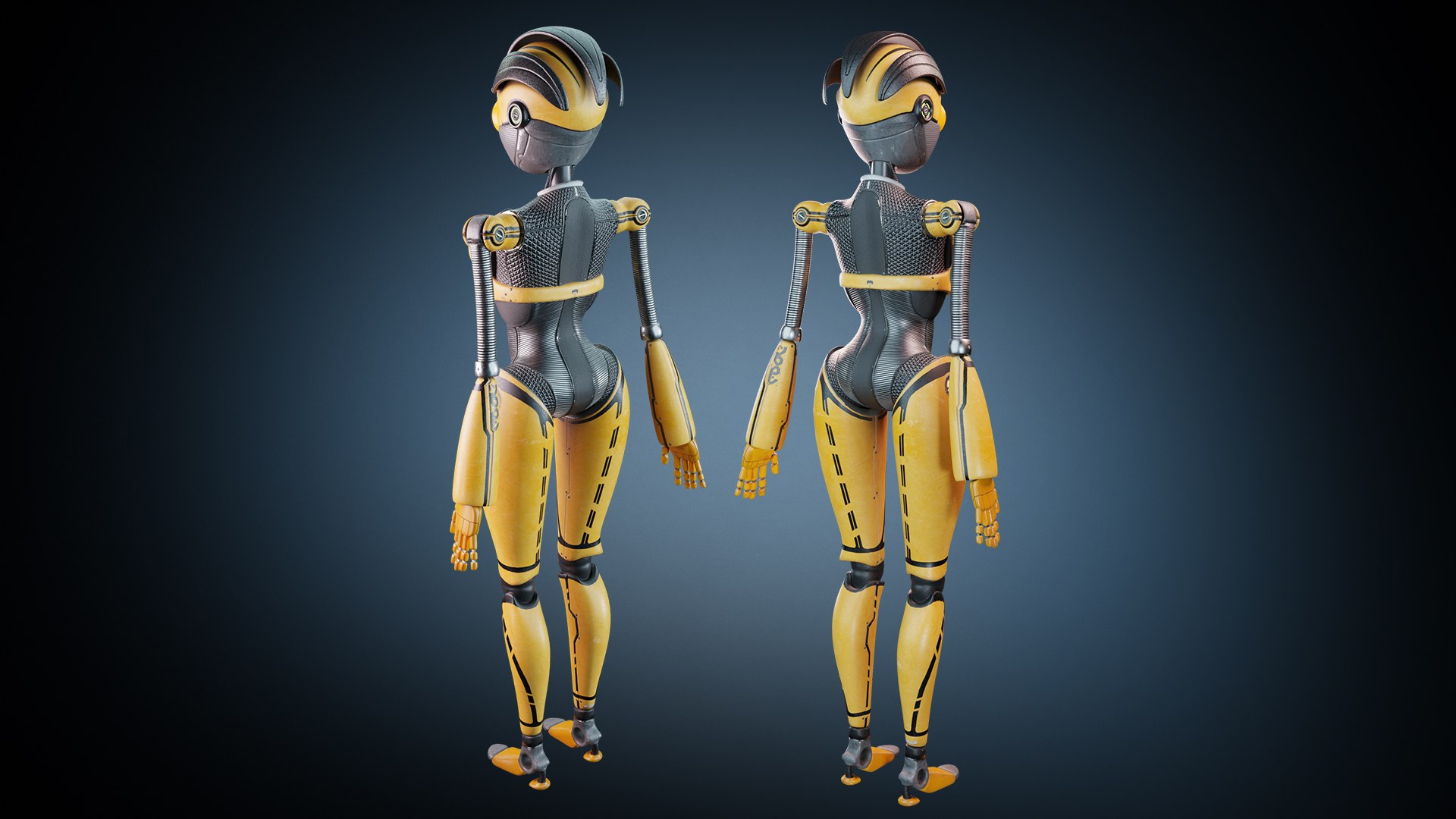 Cute Robot Girl - Female Sci-fi Robot - Game And Film Ready 3D Model ...
