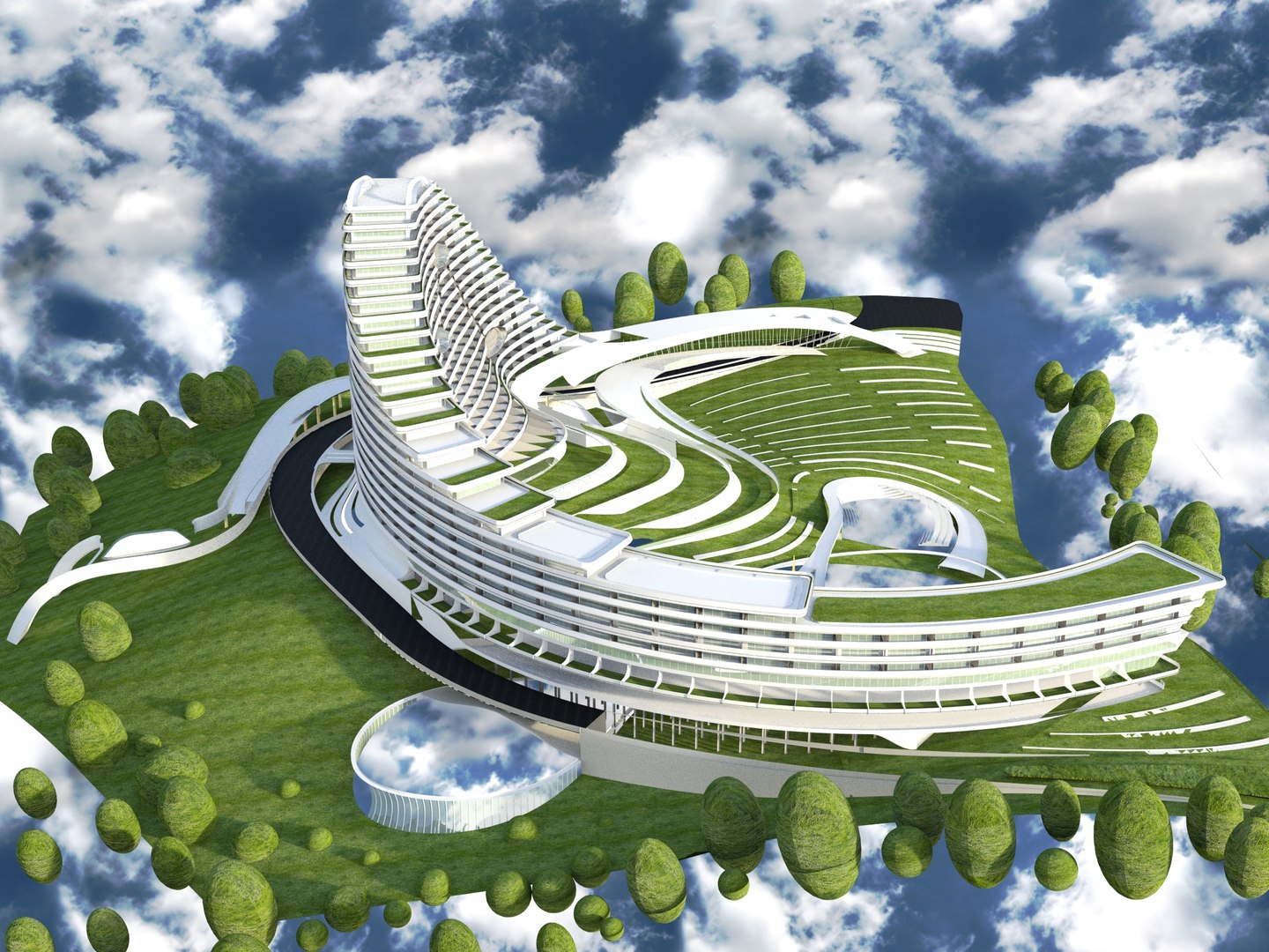 3D modern spa hospital building model - TurboSquid 1259120