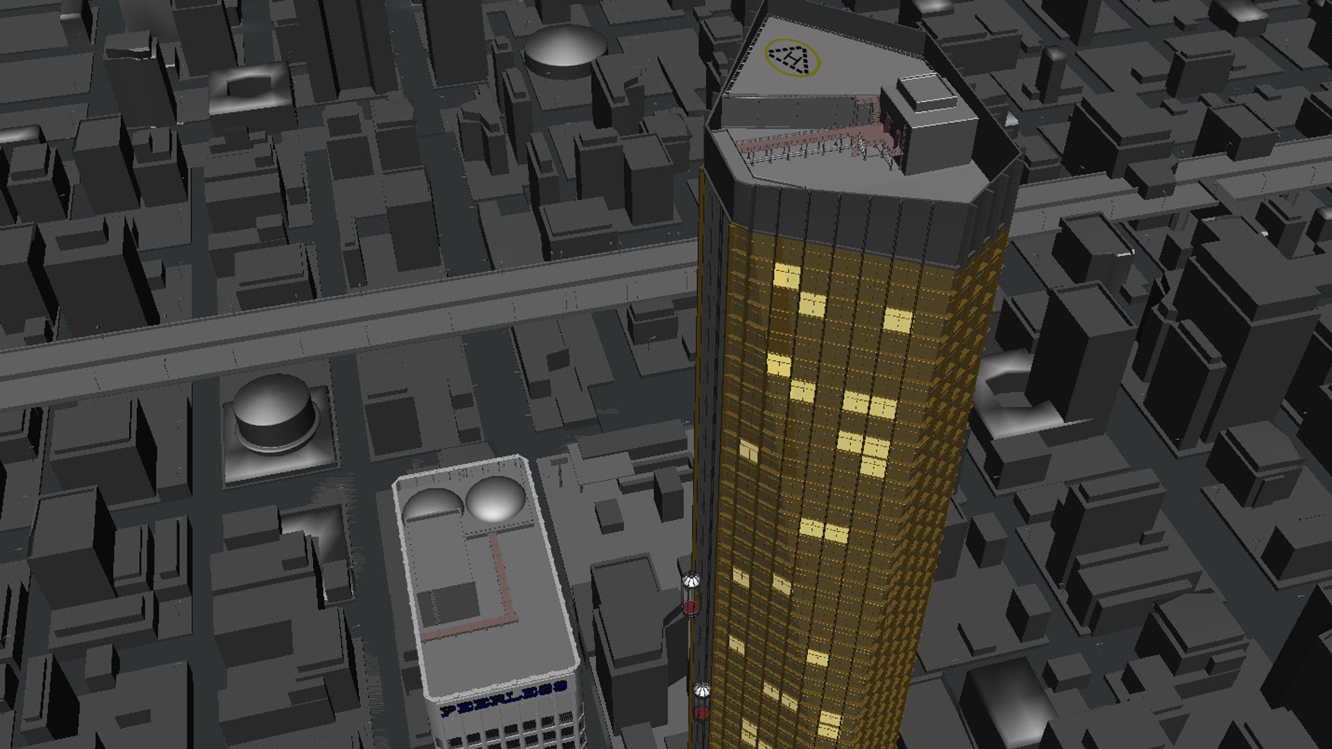 3d model of glass tower inferno