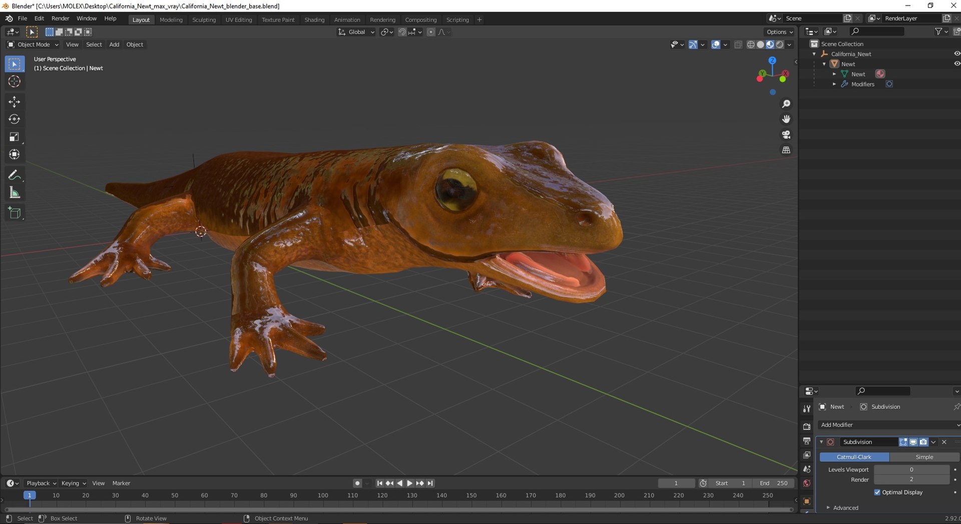 3D Model California Newt - TurboSquid 2143046