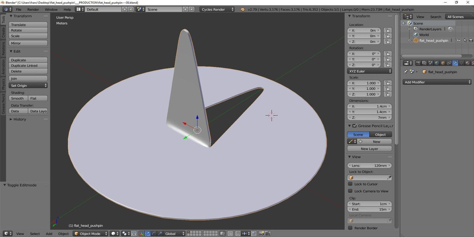 3D Flat Head Pushpin Model - TurboSquid 1540767