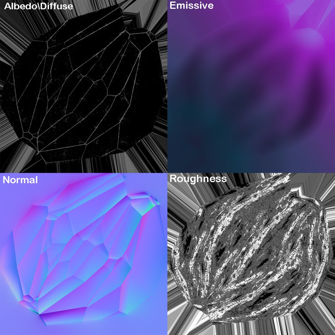 3D Purple Crystals Model - TurboSquid 1392500