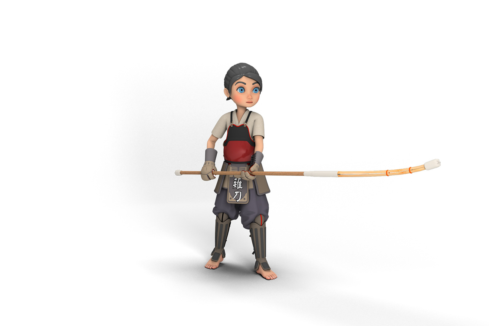 3d Model Cartoon Girl Naginata Turbosquid 1396786