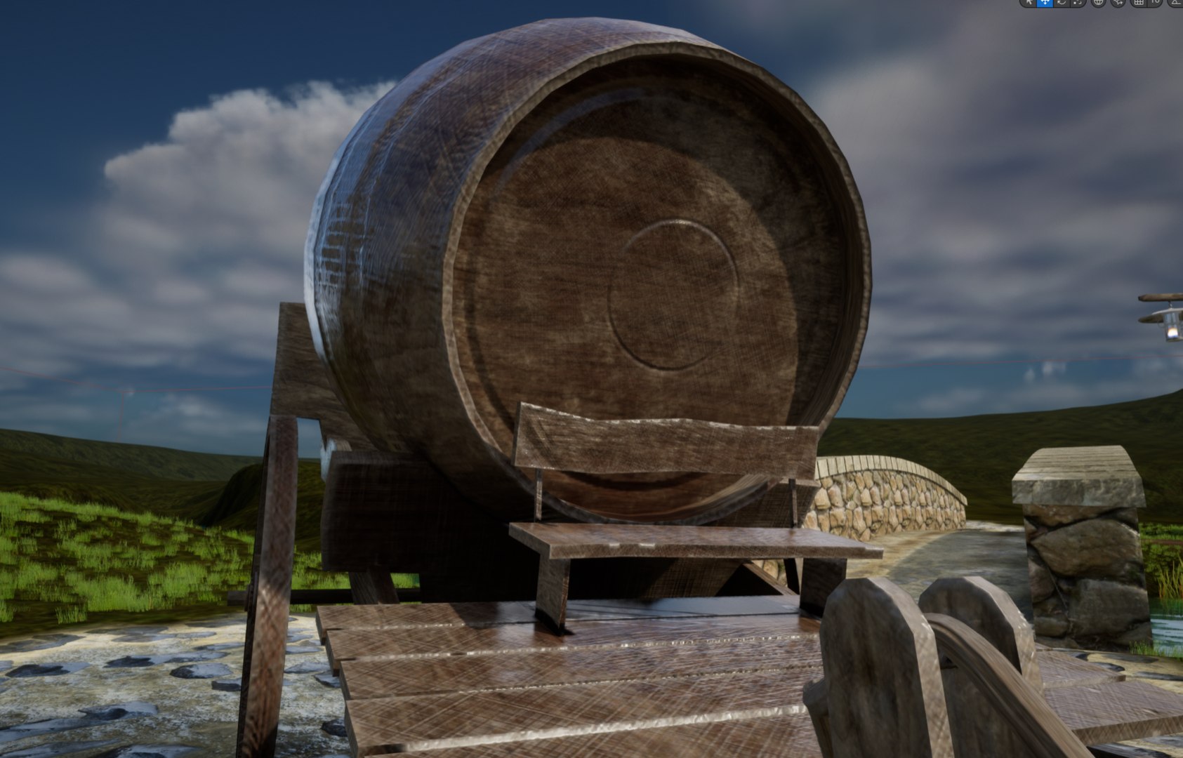 Low Poly Ale Beer Big Wheel Barrel Wood Historic Game Vehicle Old Time ...