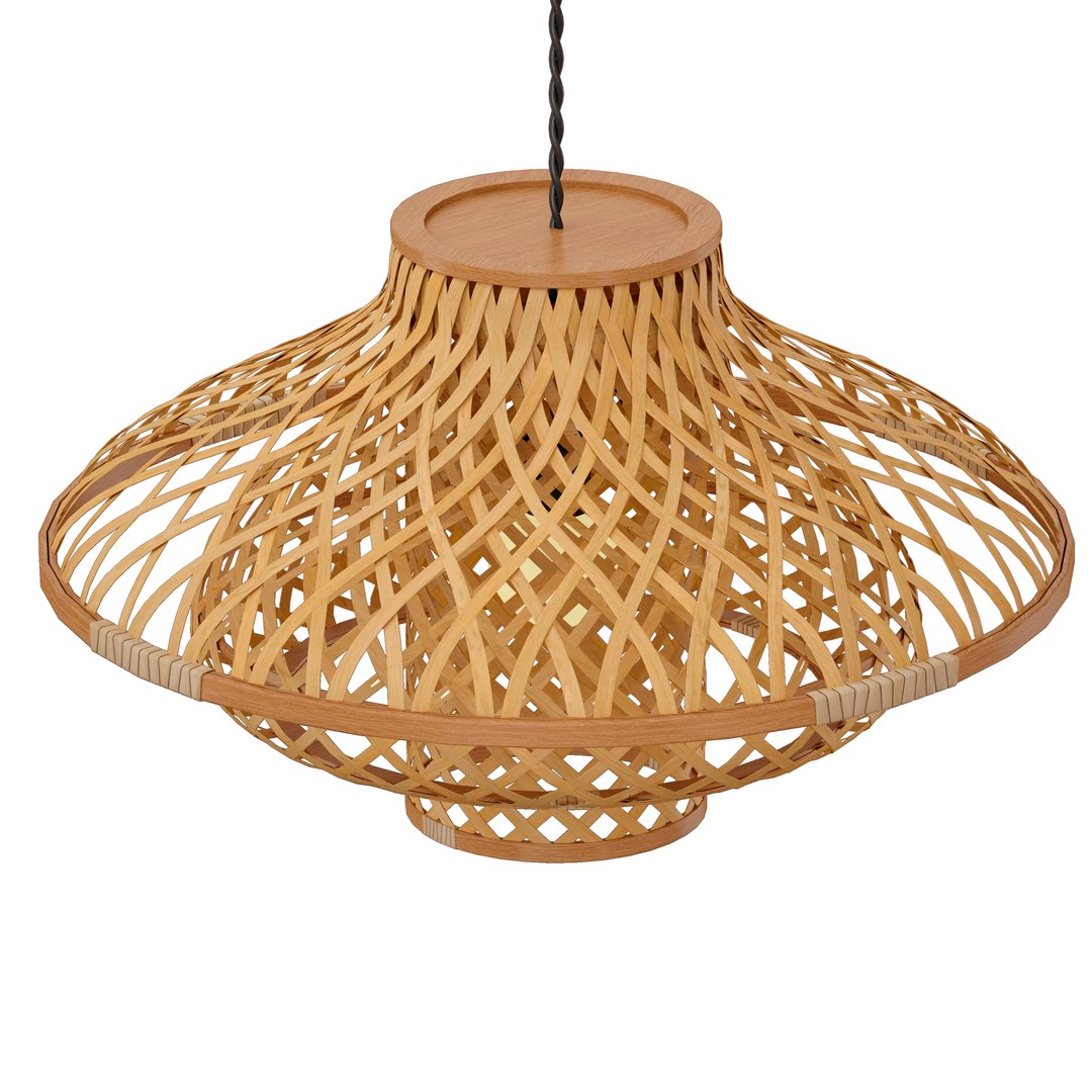 Chandelier Light Fixture Round Wicker Rattan Lampshade Model ...