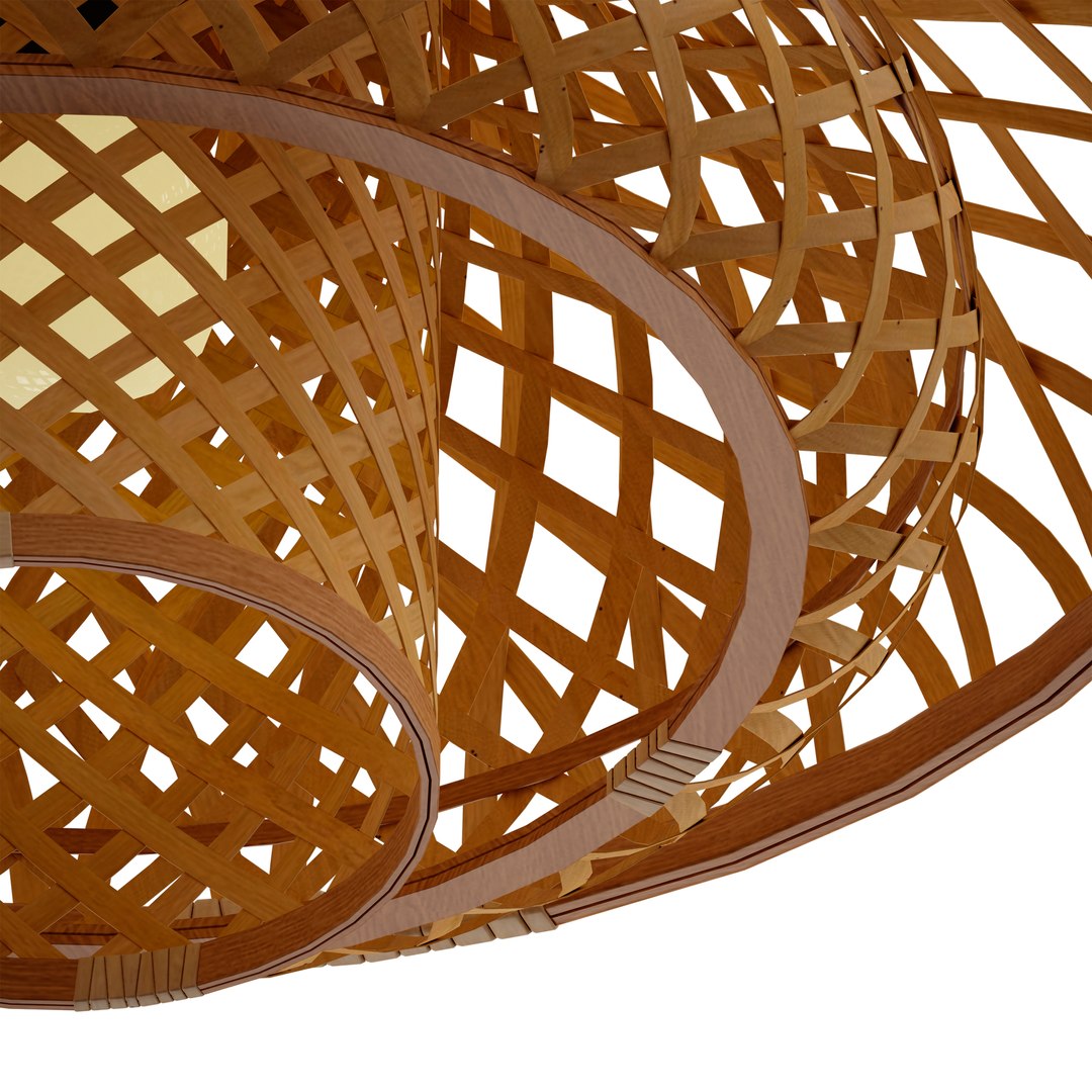 Chandelier Light Fixture Round Wicker Rattan Lampshade Model ...