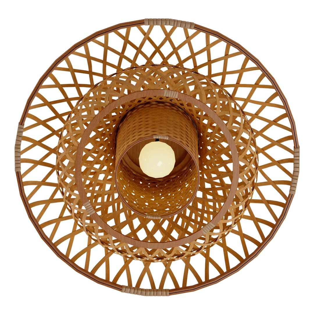 Chandelier Light Fixture Round Wicker Rattan Lampshade Model ...