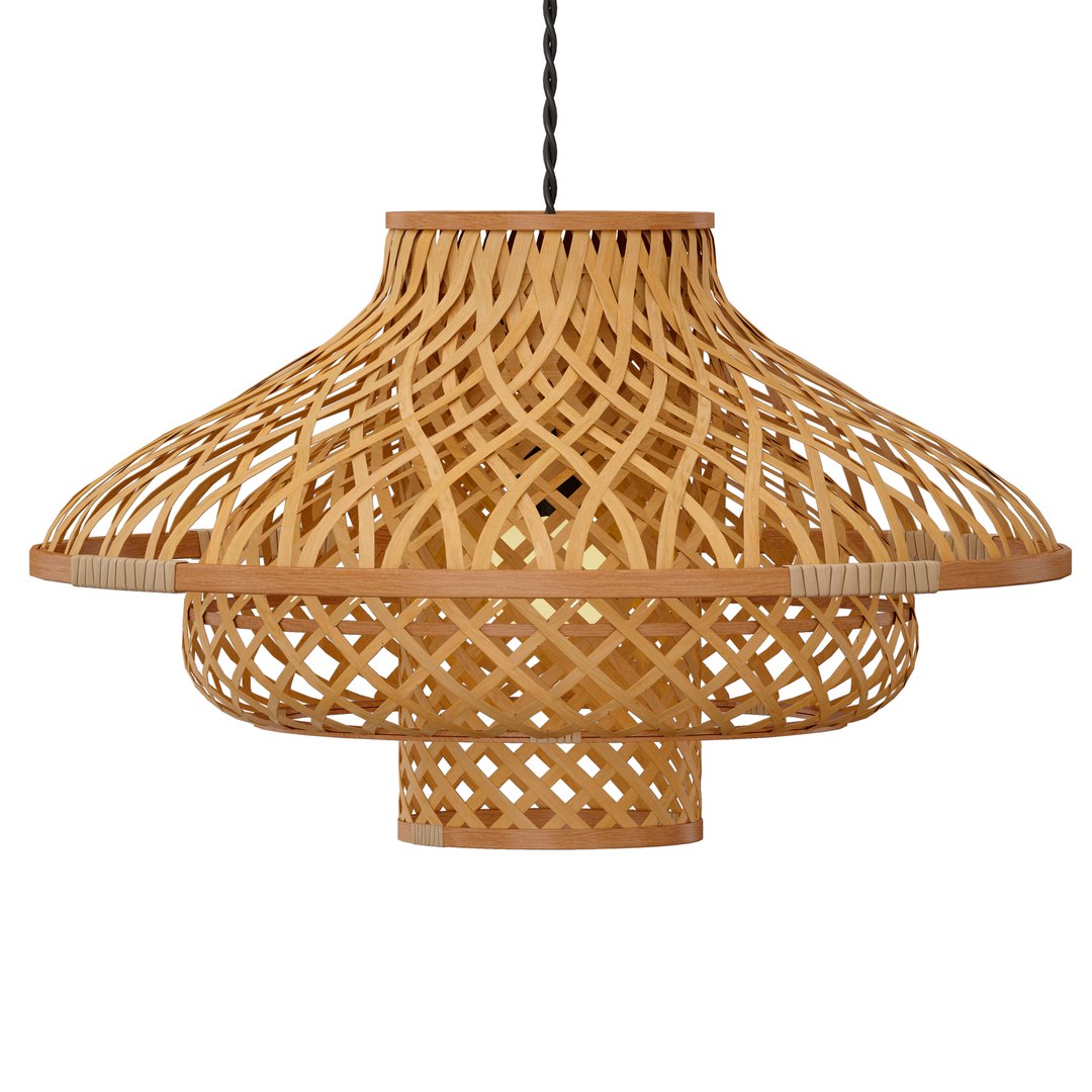 Chandelier Light Fixture Round Wicker Rattan Lampshade Model ...